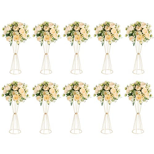 10 Pcs Tall Metal Trumpet Vase 23.6"/60cm Wedding Table Floral Center Decor Metal, Artificial Flower Display Stand for Wedding Christmas Carnival Party Dinner Event Hotel Home Decor Arrangement