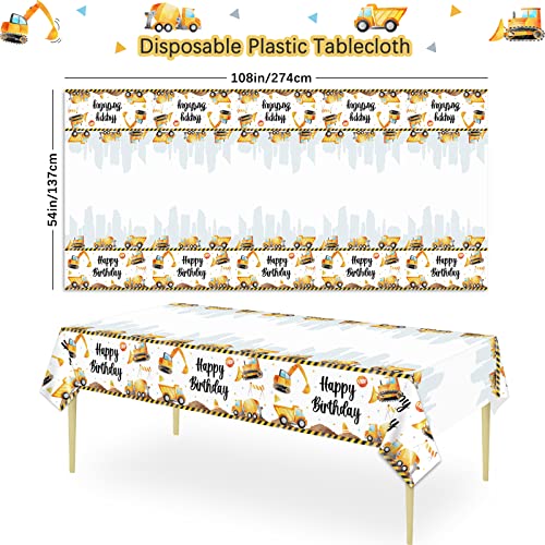 Construction Birthday Party Decorations Supplies, Construction Theme Tablecloth Backdrop, 2 Foil Balloons, Balloon garland Party Decor for Kids Boys