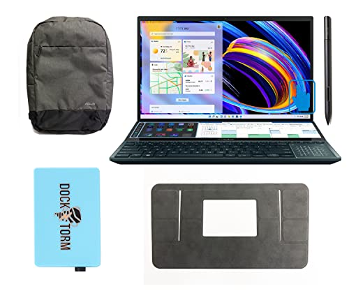 ASUS ZenBook Pro Duo 15.6" Touch 4K UHD OLED Laptop (Intel i7-12700H 14-Core 2.30GHz, 16GB LPDDR5, 1TB PCIe SSD, GeForce RTX 3060 6GB, Active Pen, Backlit KYB, WiFi 6E, Win 11 Pro) w/Dockztorm Dock