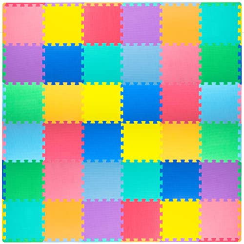 ProsourceFit Puzzle Solid Foam Play Mat for Kids - 36 tiles with edges