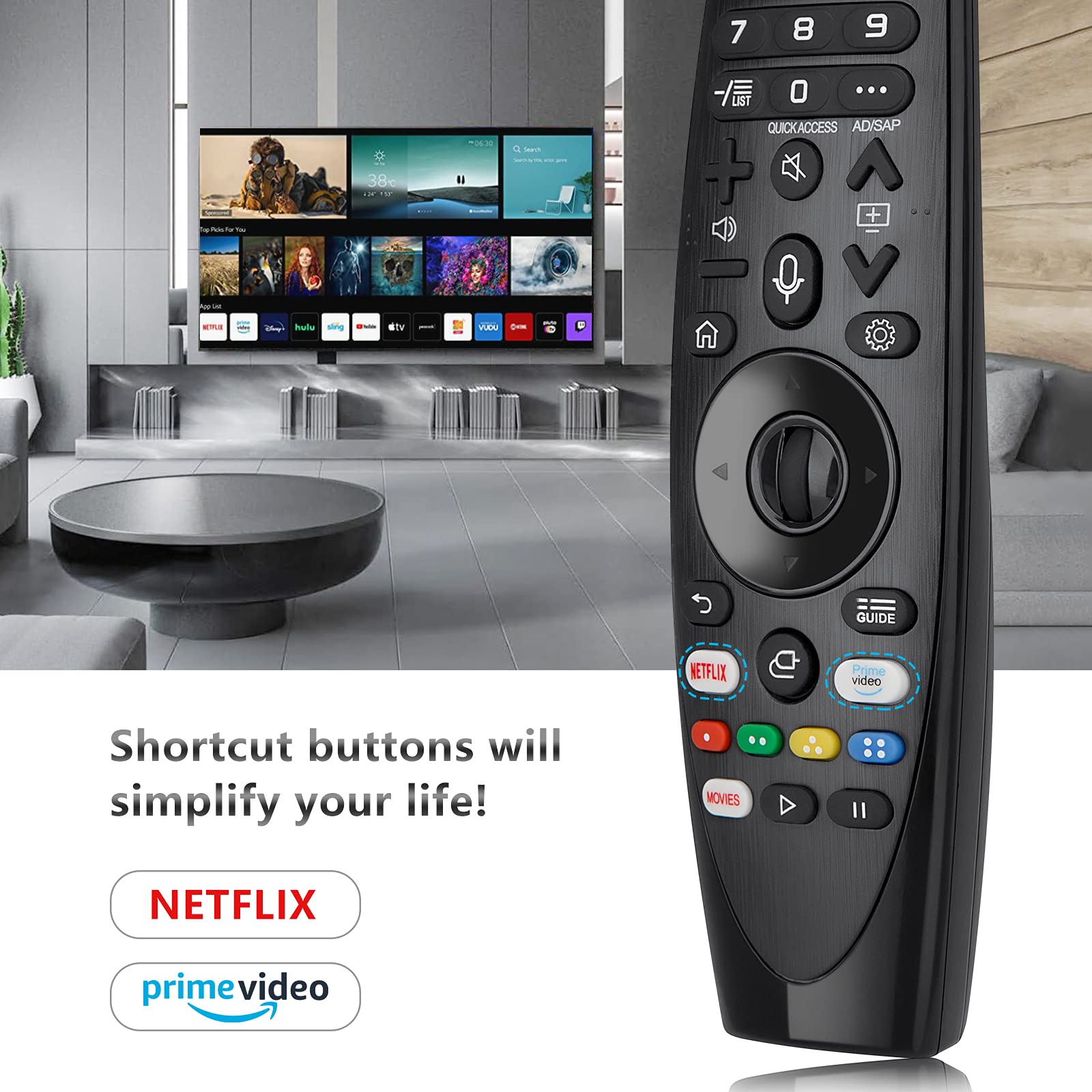Voice Magic Remote AKB75855501 for LG OLED QNED NanoCell Webos Smart TV Magic Remote Control Replacement AN-MR20GA MR19BA MR18BA MR650A, with Pointer Function