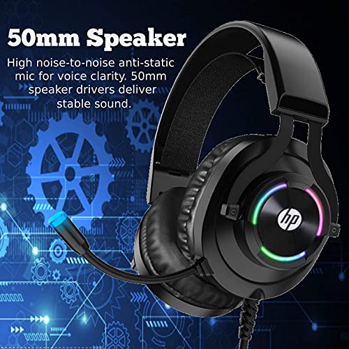 HP Gaming Xbox One Headset with Mic, Gaming Headphones with Microphone for PS4, PC, Laptop, Nintendo Switch with Noise Cancelling Microphone, Wired Over Ear Head Set with LED Lights