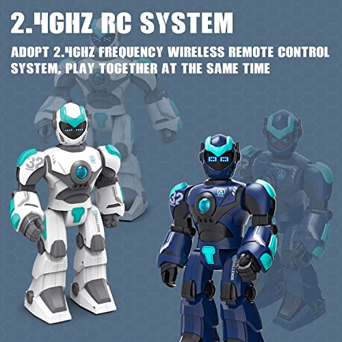 STEMTRON RC Robot Toy, Smart Robot 2.4GHz Intelligent Voice Controlled Robot Gesture Sensing Remote Control Robot for Kids Age 6 7 8 9 10 12 Year Old Boys Girls Birthday Gift Present (Blue)