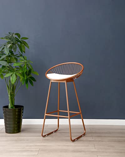 Kirpi Bar Stools Set of 4, Rose Gold Bar Height Bar Chairs 30" Seat, Kitchen Island Barstools Metal, Modern High Counter Stools with White Seat Cushion (4, Rose Gold)
