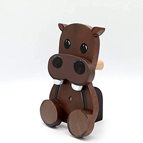 Wooden Hippo Eyeglass Holder Display Stand Creative Cute Animal Glasses Holder Handmade Creative Sunglasses Display for Desktop Accessory, Home Office Decor, Birthday and Christmas Gift (Hippopotamus)