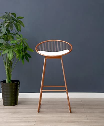 Kirpi Bar Stools Set of 4, Rose Gold Bar Height Bar Chairs 30" Seat, Kitchen Island Barstools Metal, Modern High Counter Stools with White Seat Cushion (4, Rose Gold)