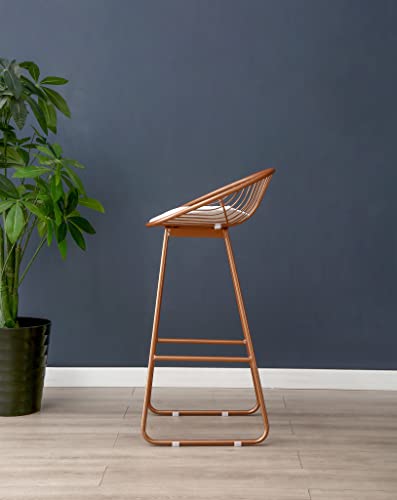 Kirpi Bar Stools Set of 4, Rose Gold Bar Height Bar Chairs 30" Seat, Kitchen Island Barstools Metal, Modern High Counter Stools with White Seat Cushion (4, Rose Gold)