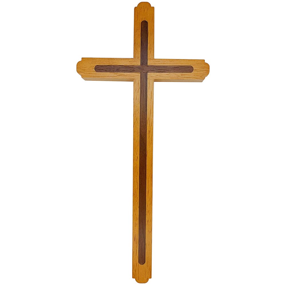 JCNART Handicrafts Wooden Wall Cross Christians Cross Catholic Cross Religious Cross Christmas Easter Cross for Church Home Room Farmhouse Wall Art Decor (Brown)