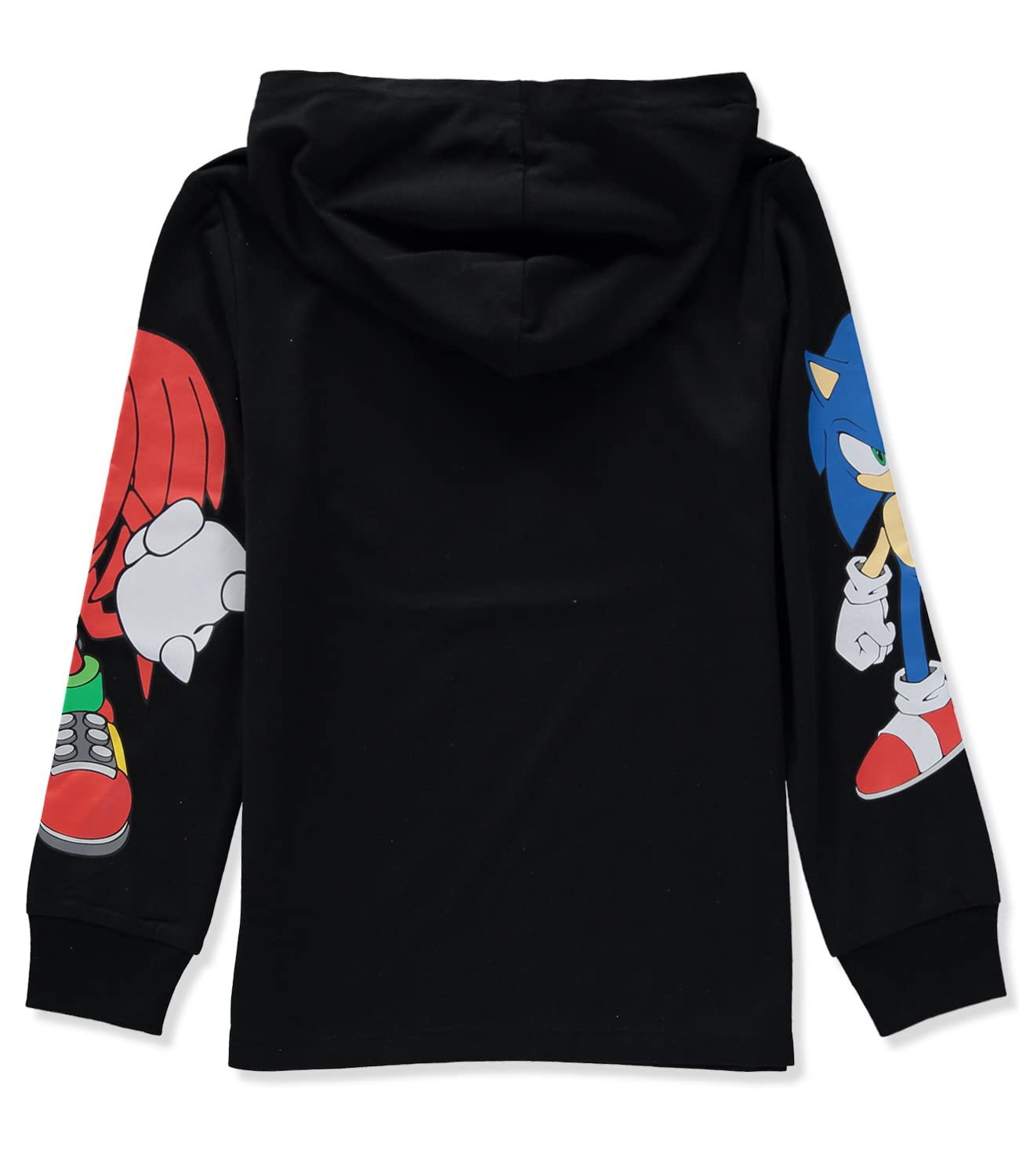 SEGA Boys 4-20 Sonic The Hedgehog Long Sleeve Hooded T-Shirt (Logo/Black, 14-16)
