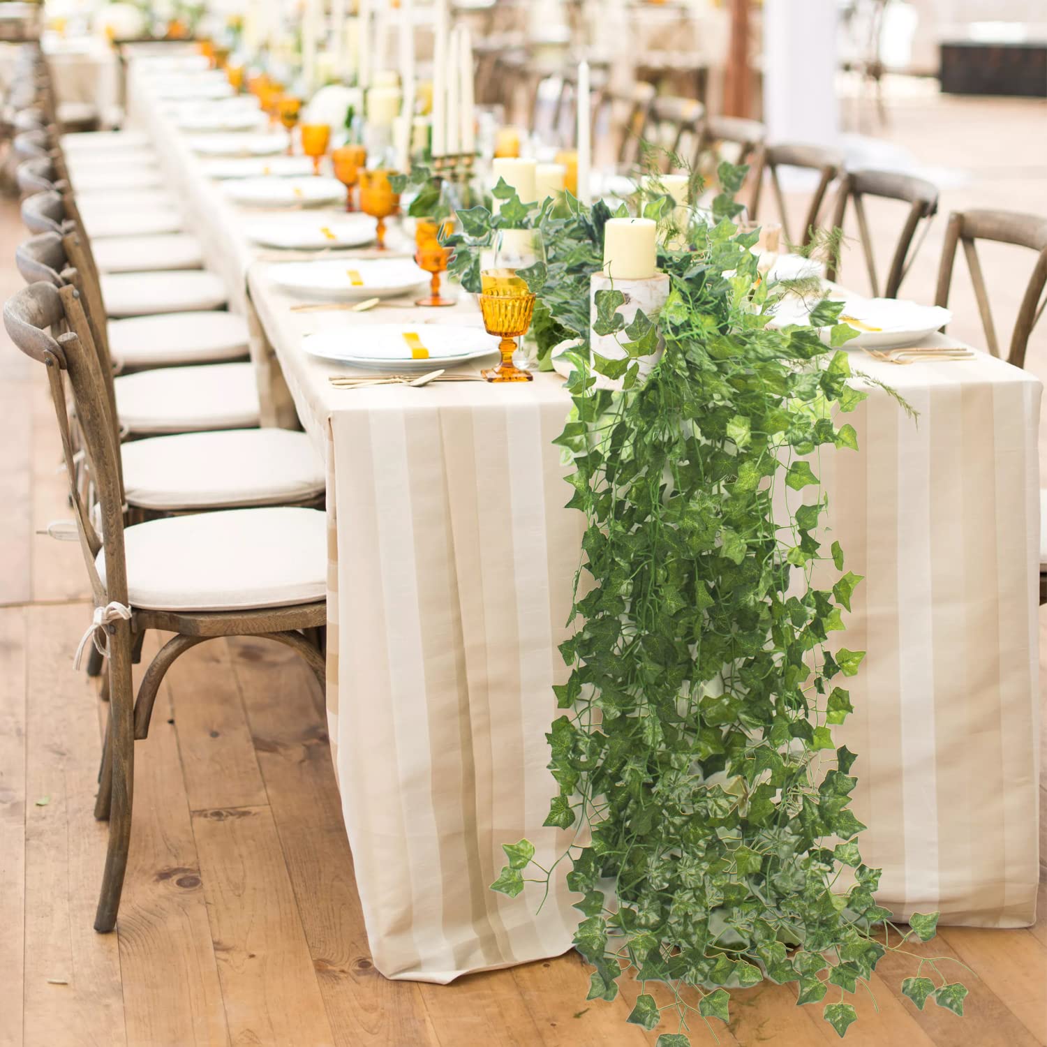 AITISOR 24 Pack Fake Ivy Leaves Artificial Ivy Garland Greenery Garlands Hanging Plant Vine for Wedding Wall Party Room Astethic Stuff Decor