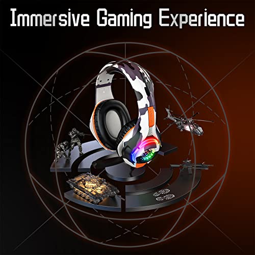 Gaming Headset for PS4 PS5 PC, Over Ear Xbox One Switch Headphones with Surround Sound, Noise Cancelling Mic
