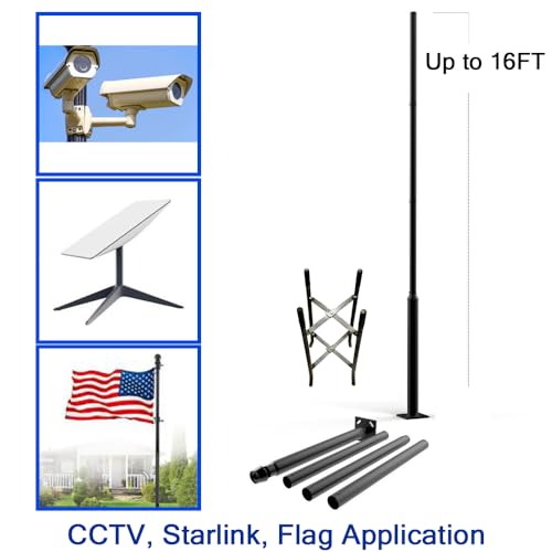 eLEDing 2.28in. 3 in. 3.5 in. Up to10 FT. 13 FT. 16 FT. Black Outdoor Universal Metal Street Light Pole Post w/Base MOUNTING Steel Anchors (13FT)