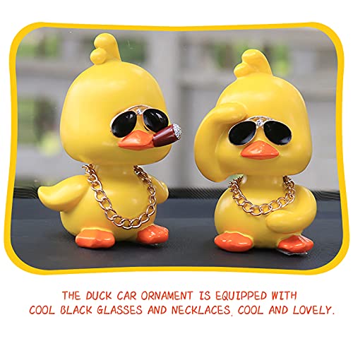 wonuu Cute Yellow Duck Toy Car Ornaments Cool Duck Car Dashboard Decorations Shaking Head Doll