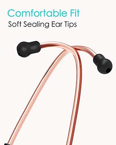 Clairre Rose Gold Stethoscope Gift for Nurses, Doctors and Medical Students, Dual Head for Home Health Use Nurses Week Gift