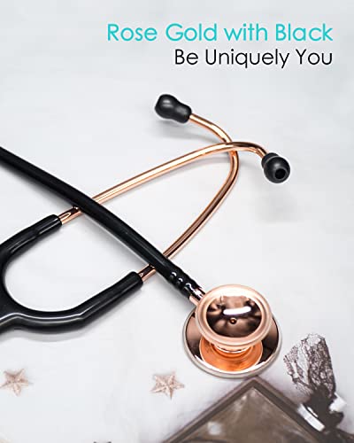 Clairre Rose Gold Stethoscope Gift for Nurses, Doctors and Medical Students, Dual Head for Home Health Use Nurses Week Gift