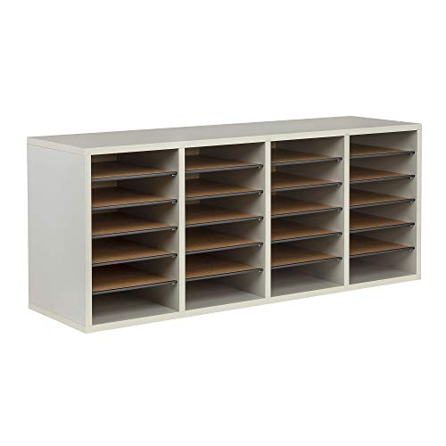 Safco Products Wood Adjustable Literature Organizer, 24 Compartment, 9423GR, Gray, Durable Construction, Removable Shelves, Perfect for Home, Office & Classrooms. Stackable,16.4'x39.4'x11.8'