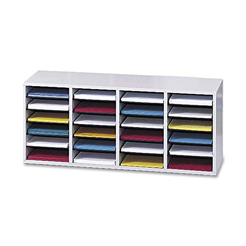 Safco Products Wood Adjustable Literature Organizer, 24 Compartment, 9423GR, Gray, Durable Construction, Removable Shelves, Perfect for Home, Office & Classrooms. Stackable,16.4'x39.4'x11.8'