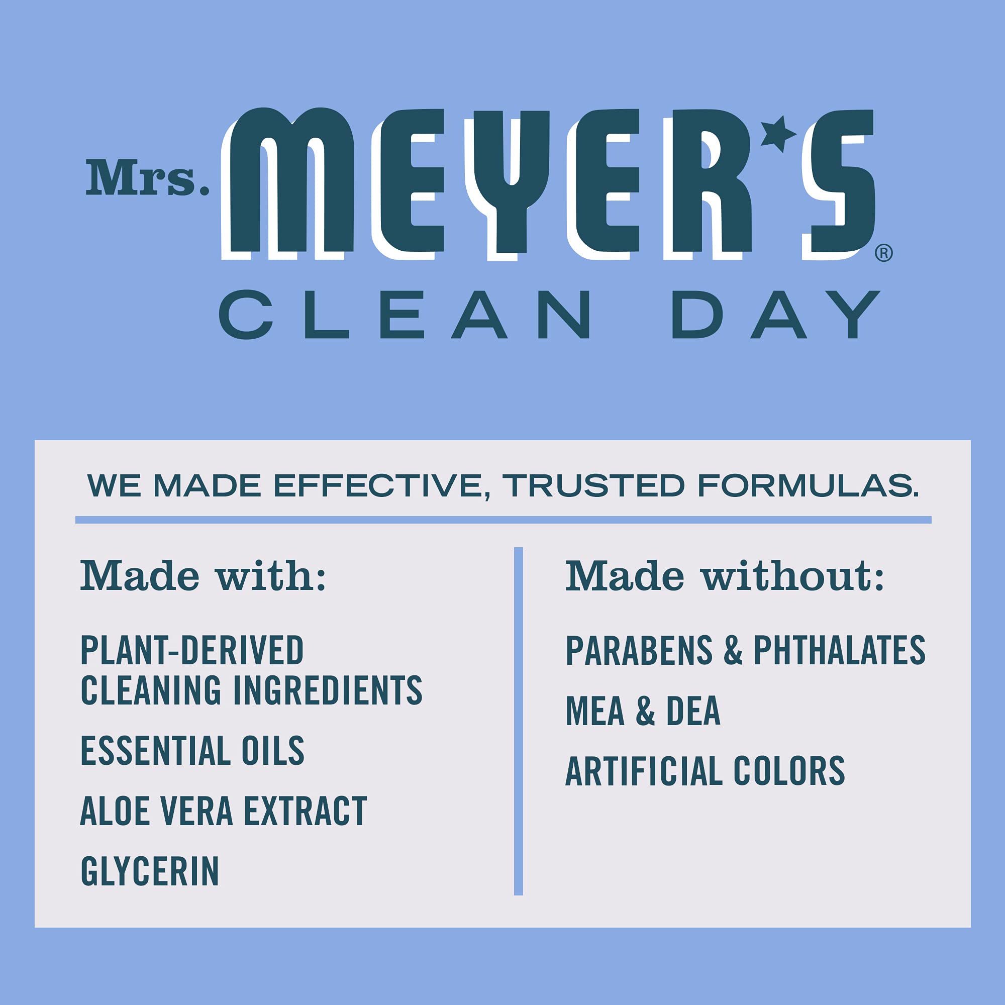MRS. MEYER'S CLEAN DAY Liquid Dish Soap, Biodegradable Formula, Bluebell, 16 fl. oz - Pack of 3