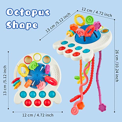 FLMRIOY Baby Montessori Sensory Toys, Octopus Pull String Activity Toys for Babies 18+ Months Toddler Early Interactive Learning Development Toy for Infant Newborn Boys Girls Gifts