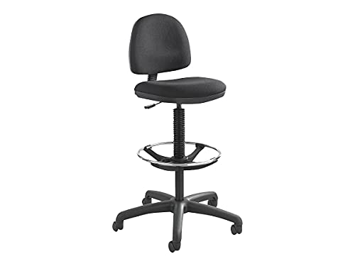Safco 3401Bl Precision Extended Height Swivel Stool W/Adjustable Footring Black Fabric