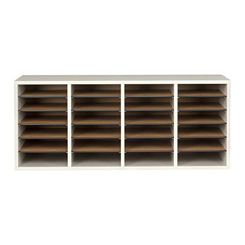 Safco Products Wood Adjustable Literature Organizer, 24 Compartment, 9423GR, Gray, Durable Construction, Removable Shelves, Perfect for Home, Office & Classrooms. Stackable,16.4'x39.4'x11.8'