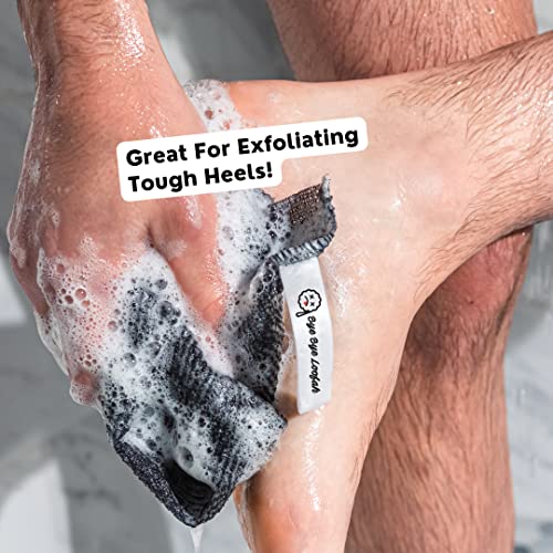 Extra Rough Exfoliating Washcloth - Extreme Body & Back Scrubber for Shower, Extra Long, Hygienic Exfoliator Wash Cloth, Men Or Women, 2 Count Pack, 1 Black & 1 Grey Color, Bye Bye Loofah