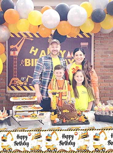 Heboland 3 Pieces Construction Birthday Party Supplies Tablecloth, Large Size 54 x 108 Inch Rectangular Truck Plastic Table Cover, Construction Table Cloths for Parties Decorations Kids Boys