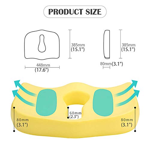 Memory Foam Seat Cushion for Office Chair-Coccyx Seat Cushion-Pain Relief Cushion-Orthopedic Seat Cushion Pillow-Ergonomic Contoured Posture Corrector-Short Plush-Grey