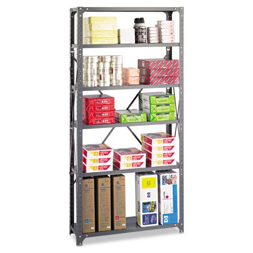 Safco Products 6268 Commercial Shelf Kit 36" W x 12" D x 72" H with 6 Shelves, Gray