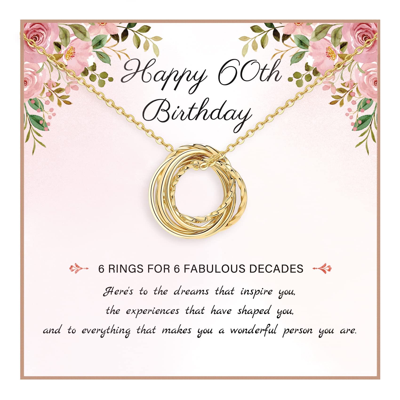 BMMYE 60th Birthday Gifts for Women, Gold Silver Necklace Circle Pendant Mothers Day Jewelry 60 Year Old Birthday Gifts Ideas for Mom Friend