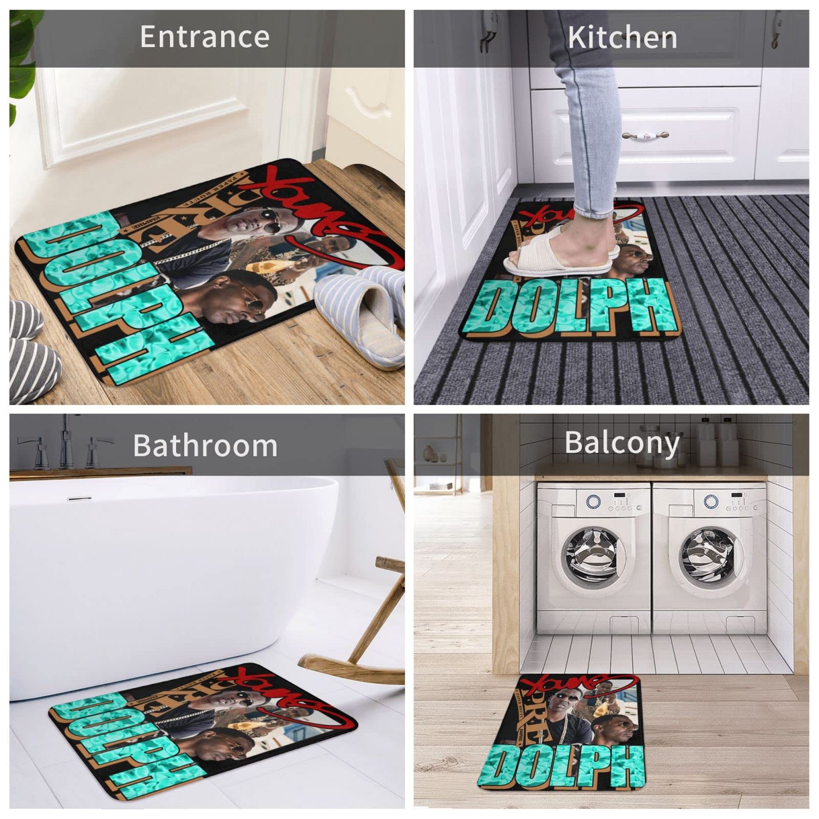BeverlyJHoward Young Rapper Dolph Carpet Bedroom Living Room Floor Mat Anti-SlipHome Decoration Carpet 16x24in