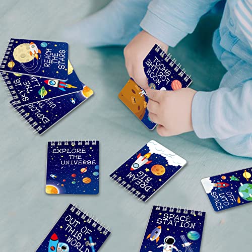 Outer Space Mini Notebook 16 Pack Kids Space Party Favor Galaxy Goodie Bags Solar System Astronaut Science Rocket Planet Small Spiral Pocket Notepads for Boys Girls Space Theme Birthday Party Supplies