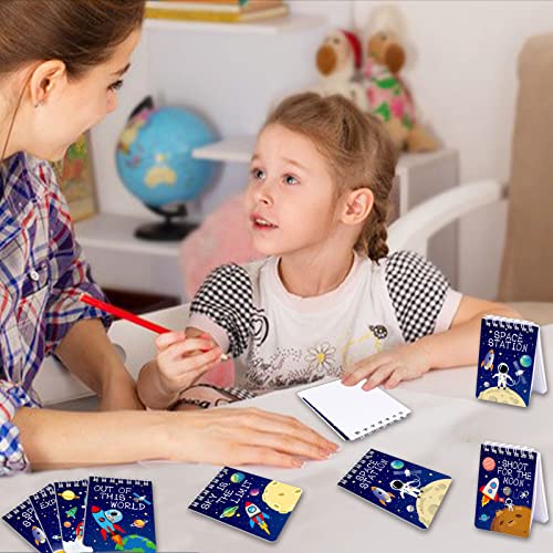 Outer Space Mini Notebook 16 Pack Kids Space Party Favor Galaxy Goodie Bags Solar System Astronaut Science Rocket Planet Small Spiral Pocket Notepads for Boys Girls Space Theme Birthday Party Supplies