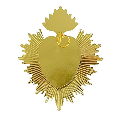 ESNOY Sacred Heart, Gold Metal Milagro Heart Wall Ornament, Mexican Home Eclectic Decor, Heart Box Catholic Gift for First Holy Communion Confirmation Housewarming Christmas