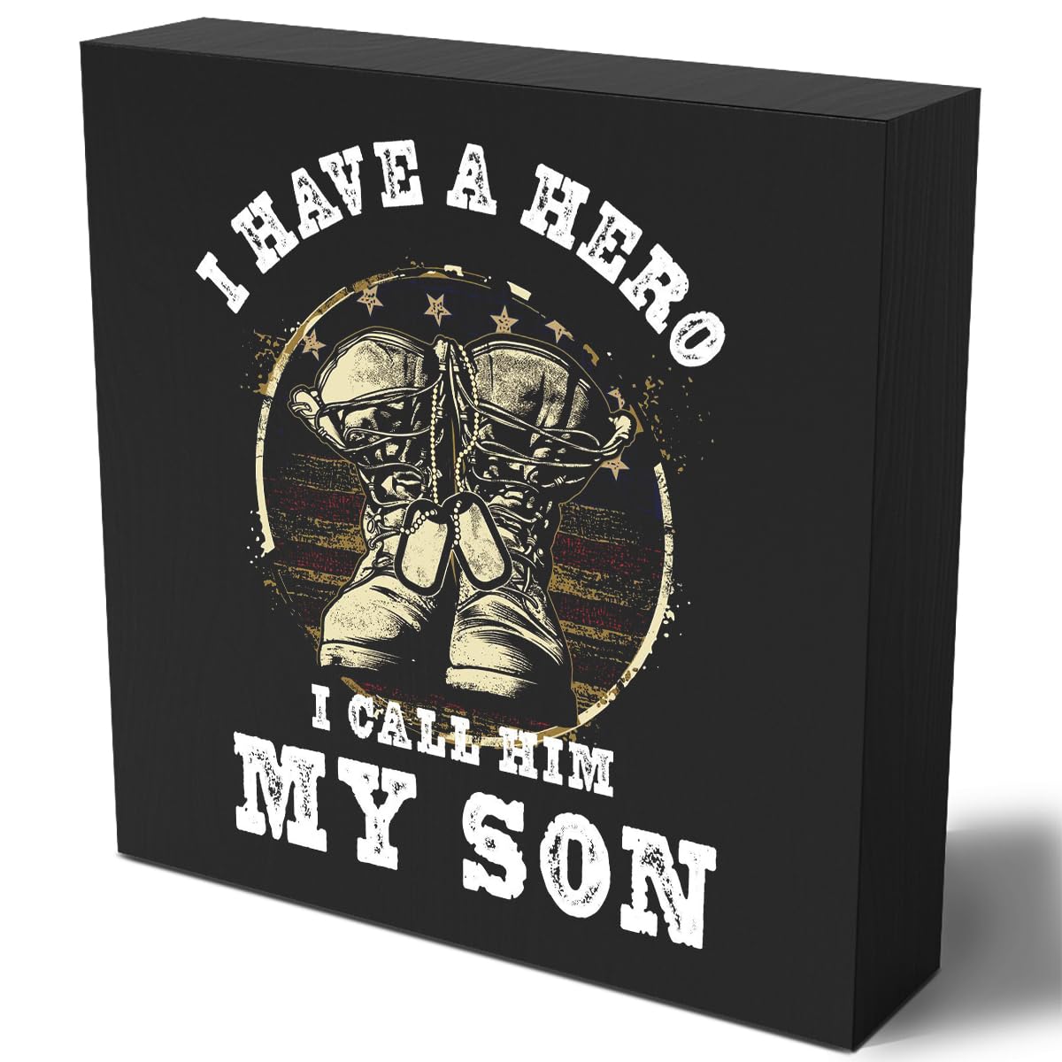 Son Gifts Wooden Box Sign Plaque I have a Hero Call Him My Son Wood Box Sign Rustic Art Home Shelf Desk Decor 5 X 5 Inches