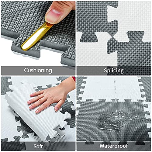 qqpp EVA Rubber 18 Tiles Interlocking Puzzle Foam Floor Mats - Baby Play Mat for Playing | Exercise Mat for Home Workout. Gray. QC-Lb18N