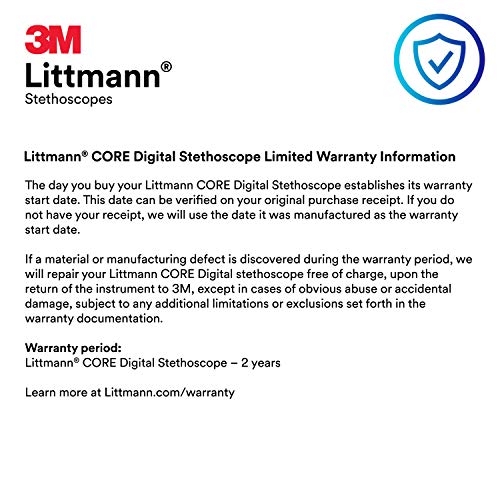 3M™ Littmann® CORE Digital Stethoscope, 8570, High Polish Rainbow Chestpiece, Black Tube, Black Stem and Headset, 27 inch