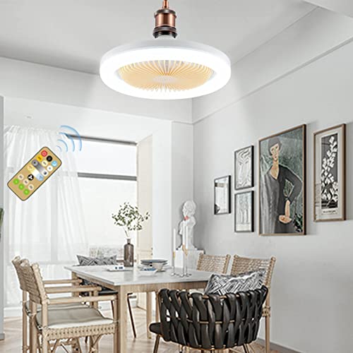 Vwlvrsco Upgraded Ceiling Fan with Lights, Enclosed Low Profile Fan Light with Remote Control, Ceiling Light with Fan, Hidden Electric Fan Modern Ceiling Fan for Small Room, Bedroom, Living Room