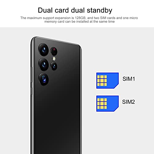 Alvinlite S22 Ultra Smartphone, Unlocked Cell Phone, Unlocked Android Smartphone, Dual Sim Dual Standby Mobile Phone, Android 12 Gaming Phone, 128GB,16GB RAM 1T ROM, 7.3" HD Display (EU Plug)