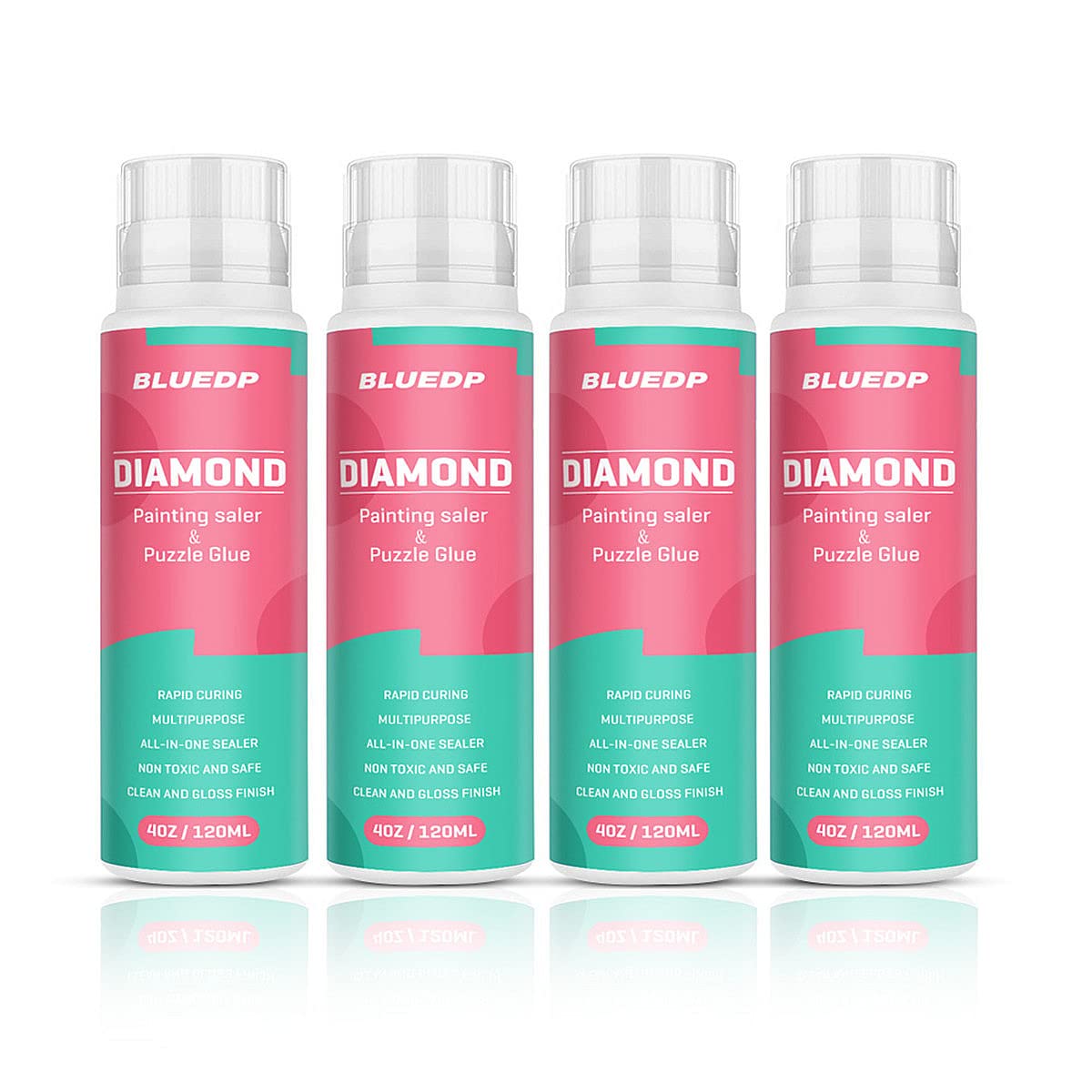 BLUEDP 4 Pcs Diamond Painting Sealer, 16.2 OZ, Clear, High Viscosity, Water Resistant, Shine Effect, Art & Craft, Adhesive