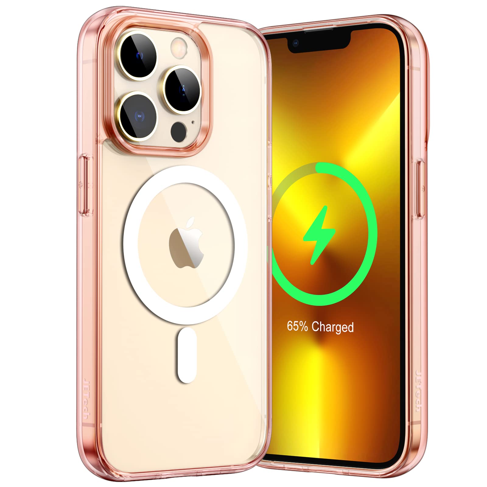 JETech Magnetic Case for iPhone 13 Pro Max 6.7-Inch Compatible with MagSafe Wireless Charging, Shockproof Phone Bumper Cover, Anti-Scratch Clear Back (Rose Gold)