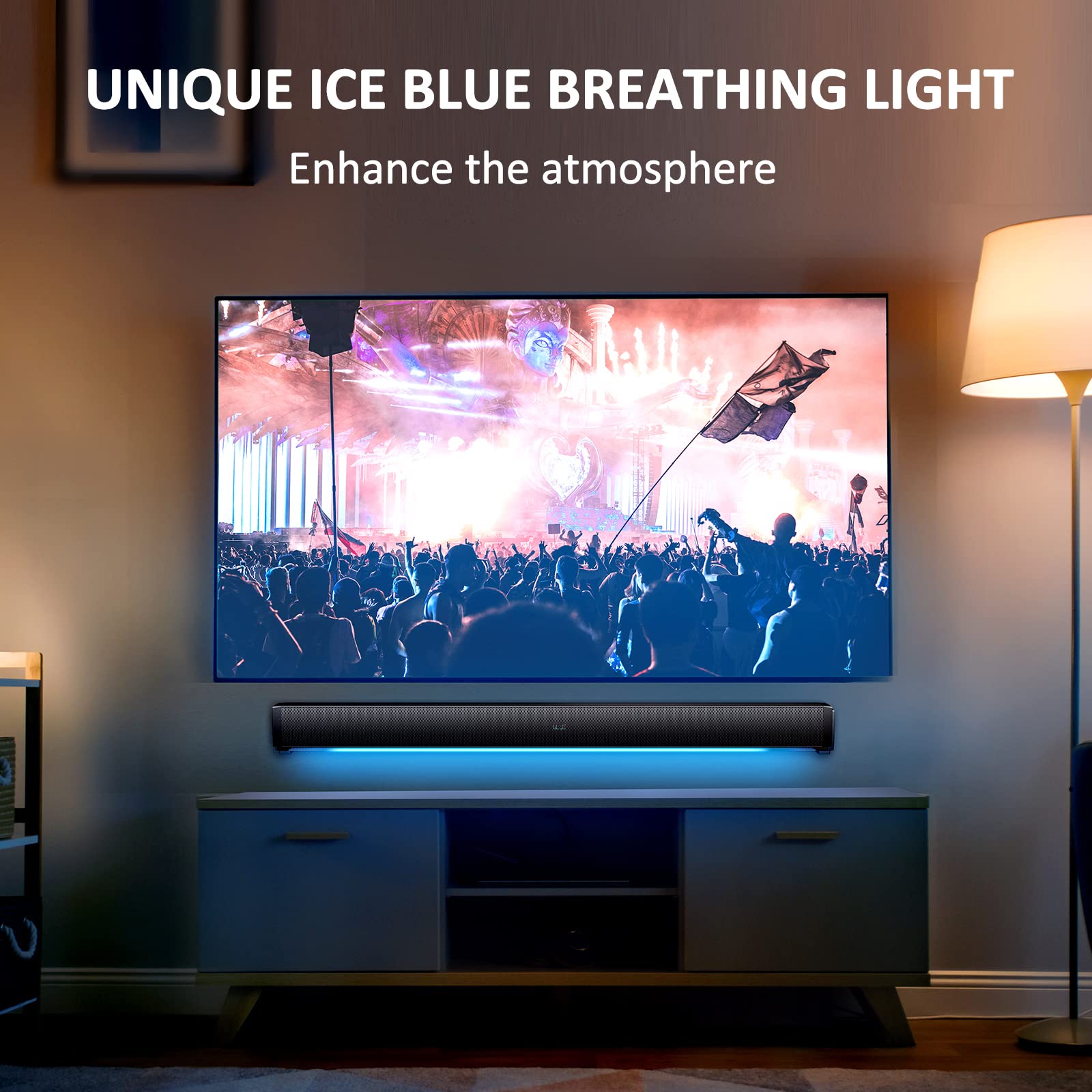 WITSHOCK Sound Bar Soundbar TV Speaker: Surround System Home Theater with Built-in Subwoofer Wireless Wired Bluetooth 5.0 Optical AUX HDMI-ARC RCA USB Connectivity for Television - Mountable