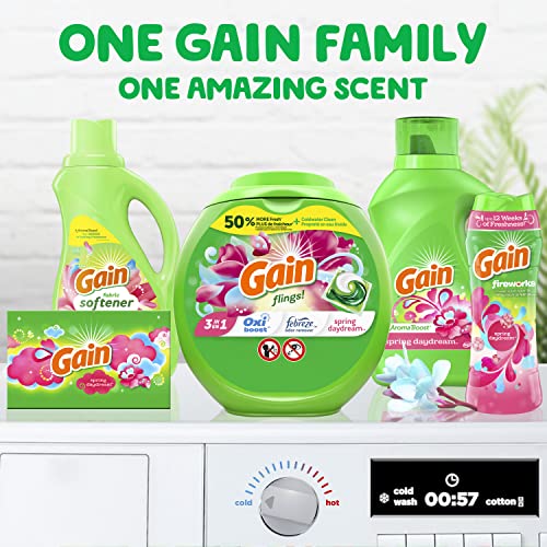 Gain flings! Laundry Detergent Soap Pacs HE Compatible 60 ct Long Lasting Scent Spring Daydream