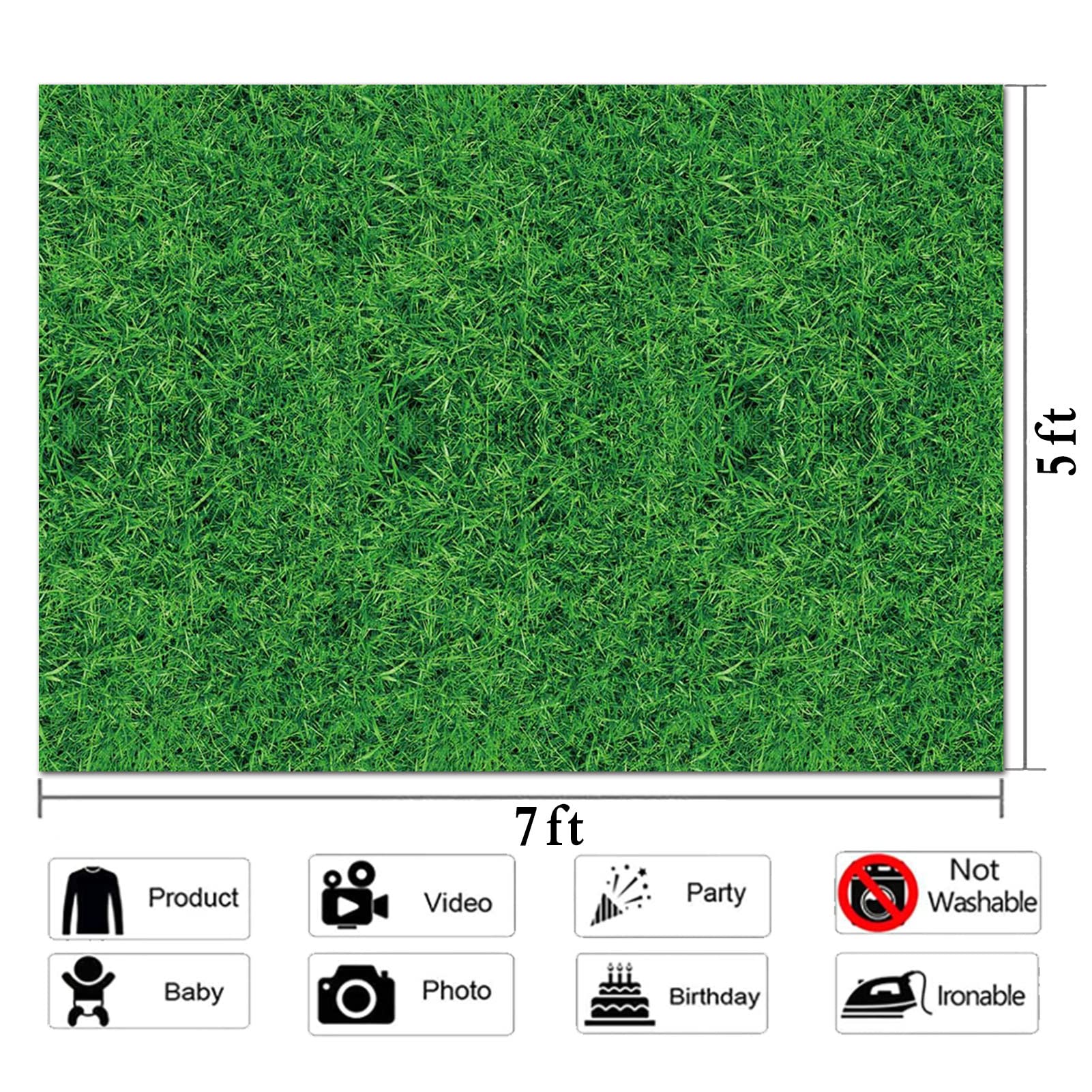 Nature Green Grass Photography Backdrops Spring Realistic Grass Lawn Photography Backgrounds Newborn Baby Shower Wedding Birthday Party Decoration Studio Props Cake Table Booth Banner 7x5ft
