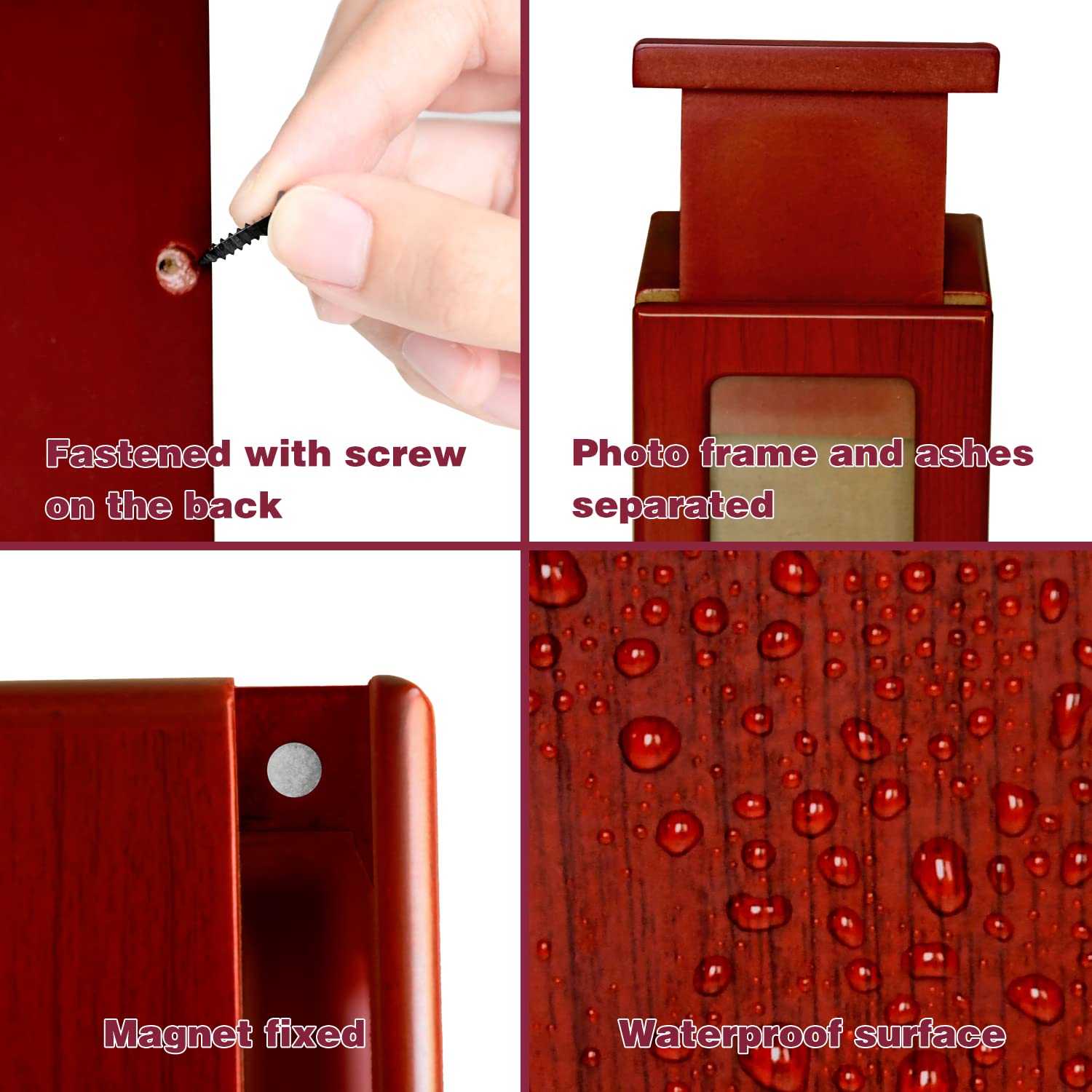 PCS Pet Urns for Dogs Ashes, Dog Photo Urn, Urns for Dog Ashes, Pet Cremation Box Red-Small
