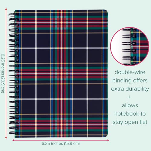 Vera Bradley Holiday Mini Spiral Notebook, College Ruled Paper, 8.25" x 6.25" with Pocket and 160 Lined Pages, Tartan Plaid