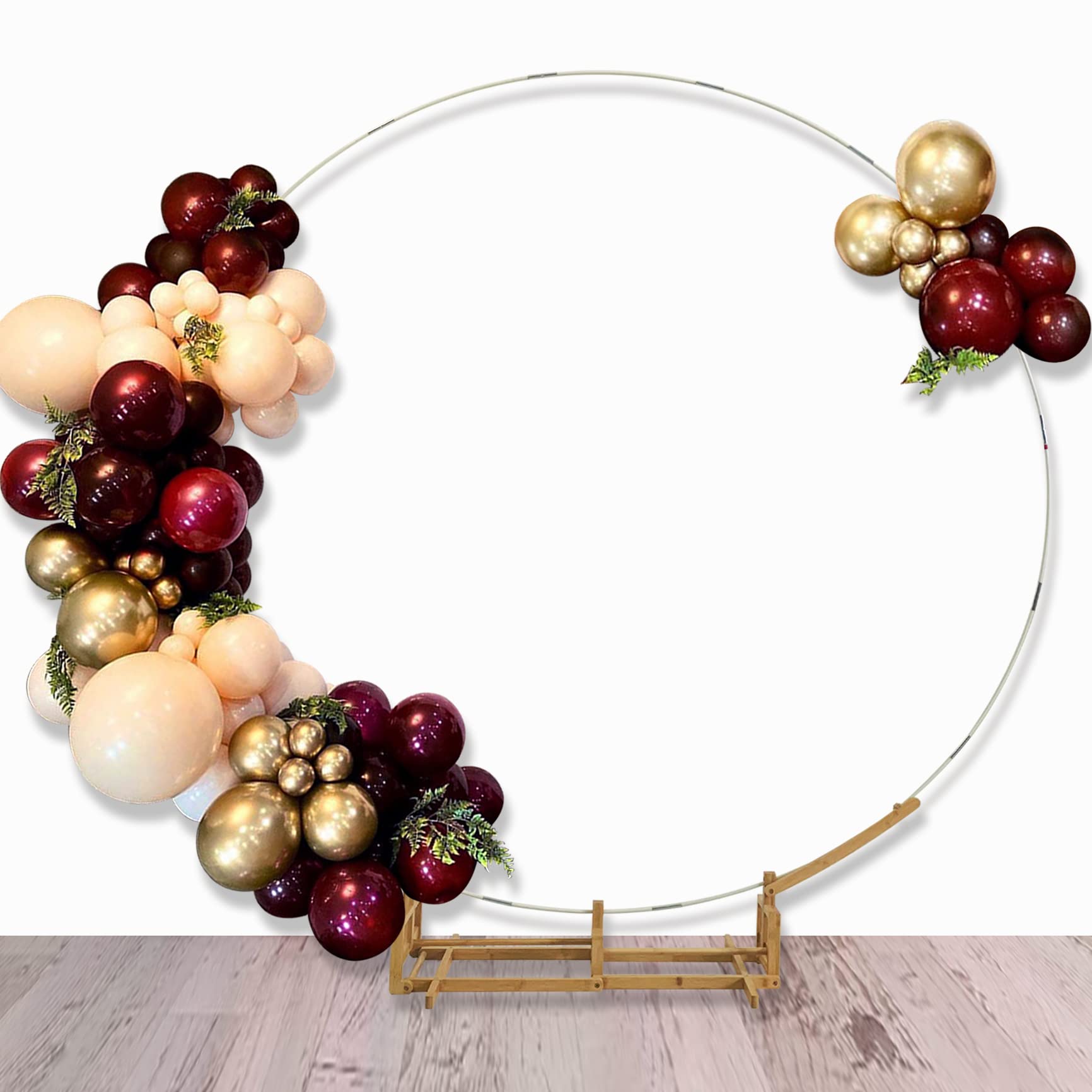6.3Ft Round Balloon Arch Kit,Light-Duty Circle Balloon Arch Stand with Bamboo Frame Base,Large Round Backdrop Stand for Wedding Birthday Baby Shower Halloween Party Arch Decorations