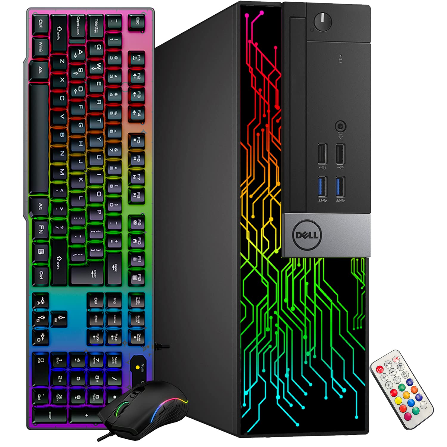 Dell OptiPlex Desktop Customized RGB Lights Computer Intel Core i7 3.40GHz 16 GB RAM 2TB SSD Windows 10 Pro - WiFi - Gaming PC Keyboard & Mouse HDMI (Renewed)