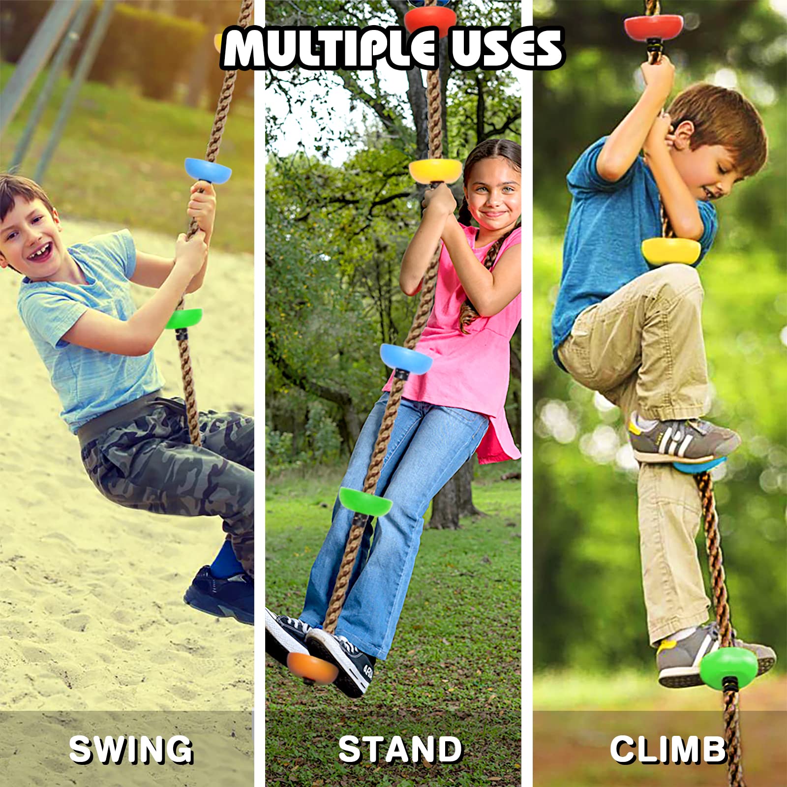 12 Ninja Tree Climbing Holds and 6.56FT Climbing Rope for Kids, Tree Climber Climbing Kit for Outdoor Ninja Warrior Obstacle Course Training