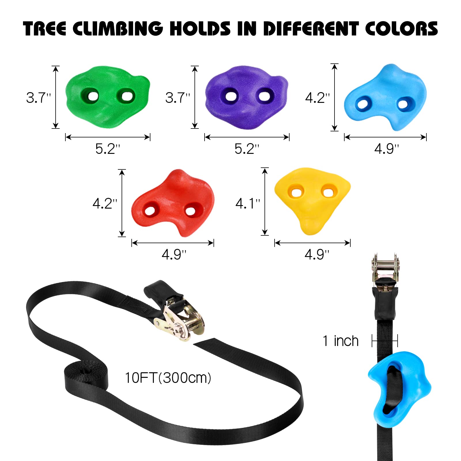 12 Ninja Tree Climbing Holds and 6.56FT Climbing Rope for Kids, Tree Climber Climbing Kit for Outdoor Ninja Warrior Obstacle Course Training